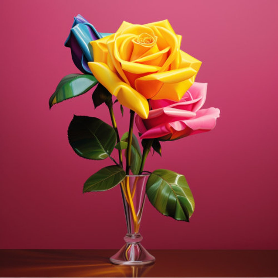 Rainbow Rose Clipart, 7 Flower PNG, Rose PNG, Colorful Flowers, Flowers ...