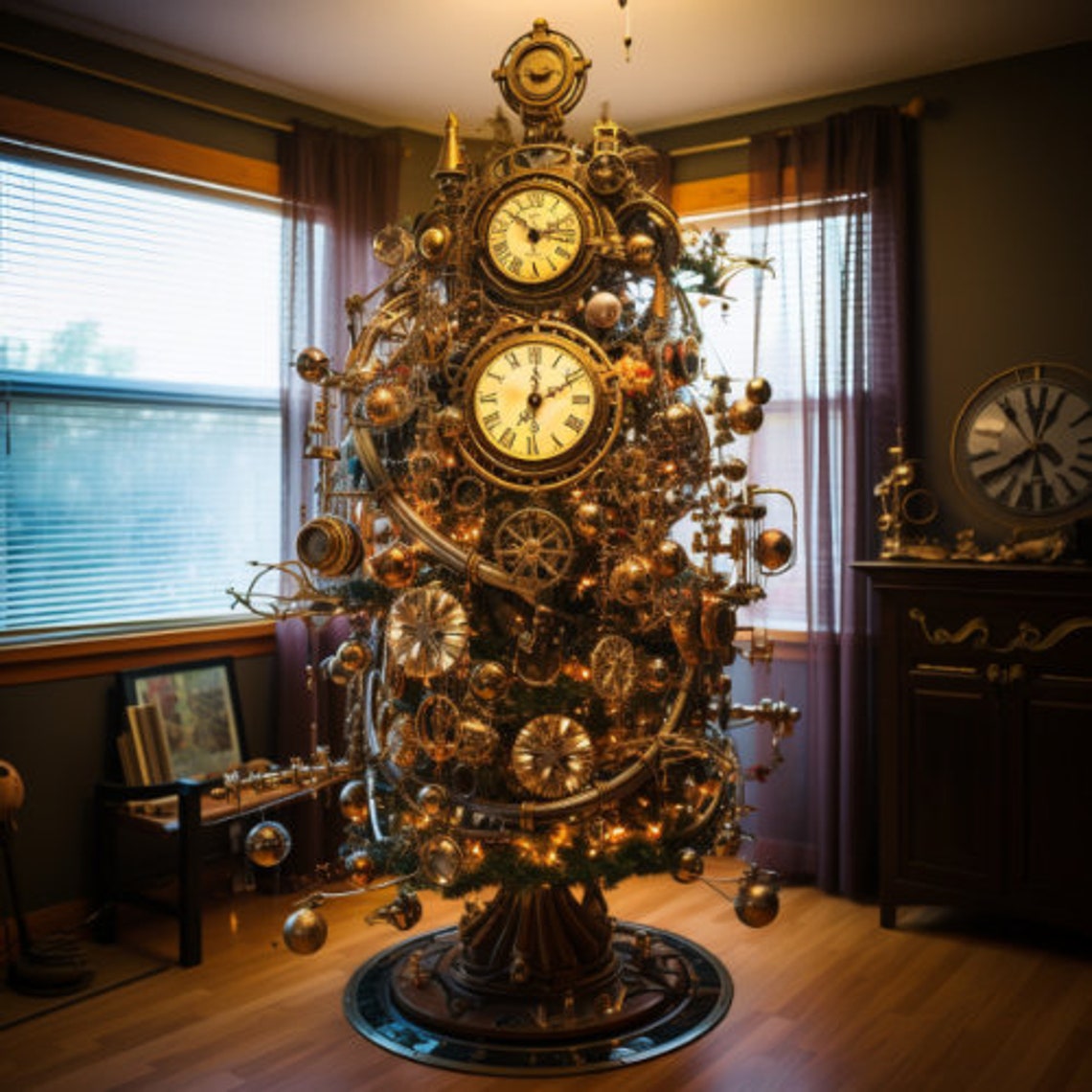 Steampunk Christmas Tree Clipart, 8 High Quality PNG, Digital Download ...