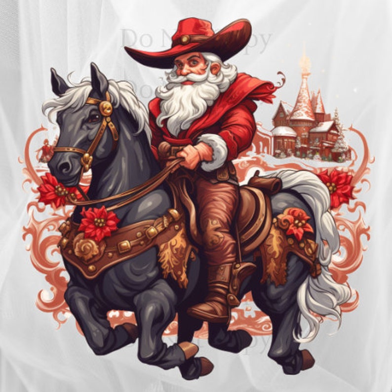 Cowboy Santa Clipart, 4 High Quality PNG, Digital Download, Card Making ...