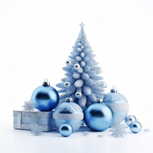 Blue Christmas Clipart, 8 High Quality PNG, Digital Download, Card ...