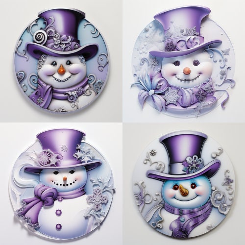 Purple Snowman Clipart, 13 High Quality PNG, Digital Download, Card ...