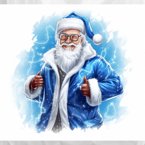 Blue Santa Clipart, 4 High Quality PNG, Digital Download, Card Making ...