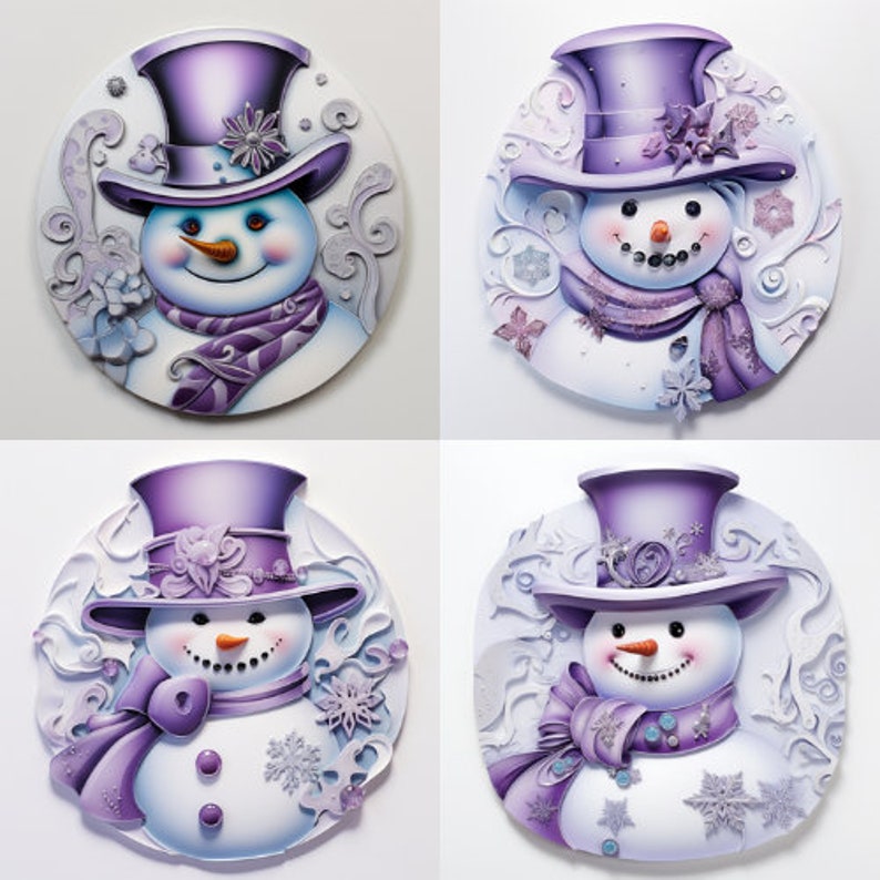 Purple Snowman Clipart, 13 High Quality PNG, Digital Download, Card ...