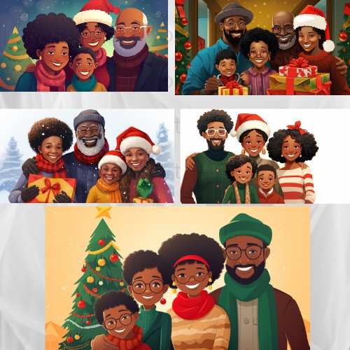 Black Christmas Family Clipart, 15 High Quality PNG, Digital Download ...