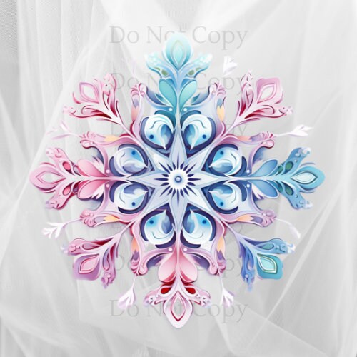 Pastel Snowflake Clipart 10 High Quality PNG Digital - Etsy