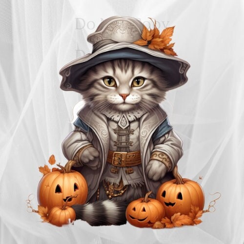 Cat Pilgrim Thanksgiving Clipart - 12 High Quality PNG - Digital ...
