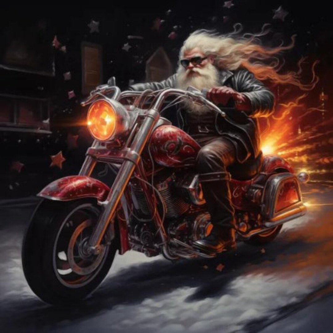 Biker Santa Clipart, 8 High Quality PNG, Digital Download, Card Making ...