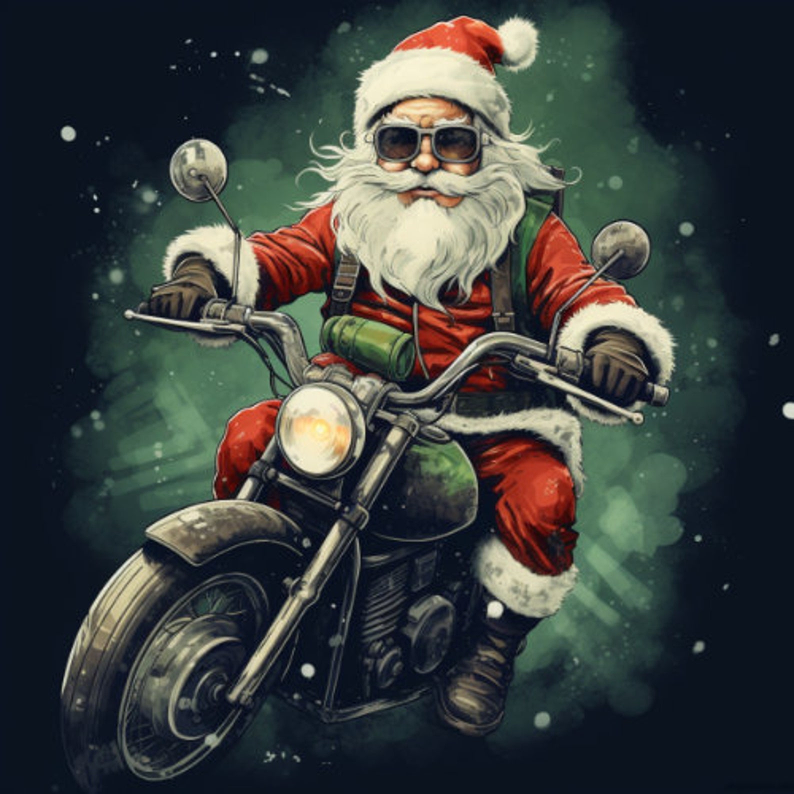 Biker Santa Clipart, 5 High Quality PNG, Digital Download, Card Making ...