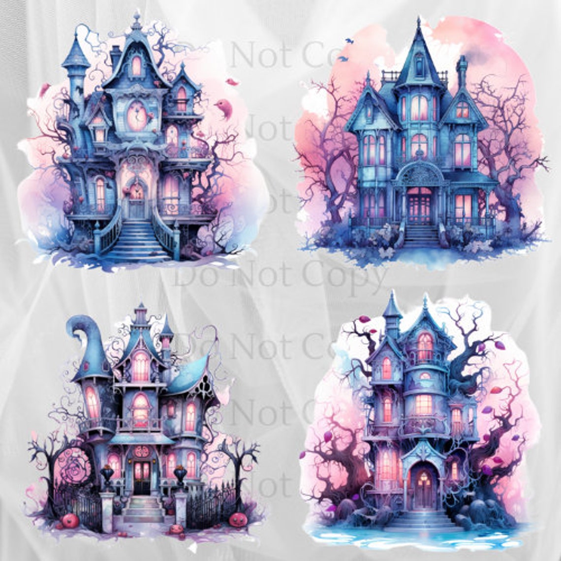 Halloween Haunted House Clipart PNG Set 16 Halloween Clip - Etsy