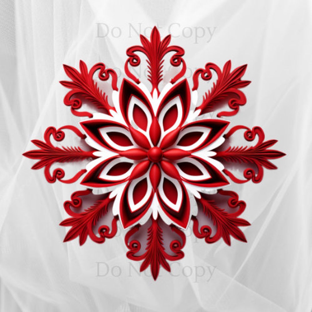 Red Snowflake Clipart, 12 High Quality PNG, Digital Download, PNG Set ...