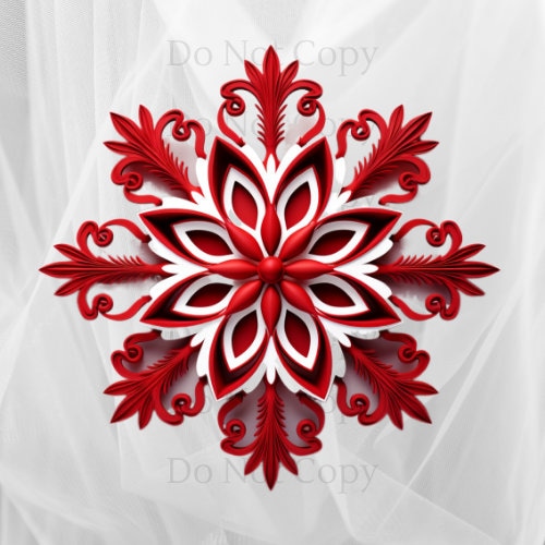 Red Snowflake Clipart, 12 High Quality PNG, Digital Download, PNG Set ...