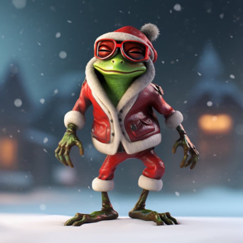 Frog Santa Clipart, 9 High Quality PNG, Digital Download, Card Making ...