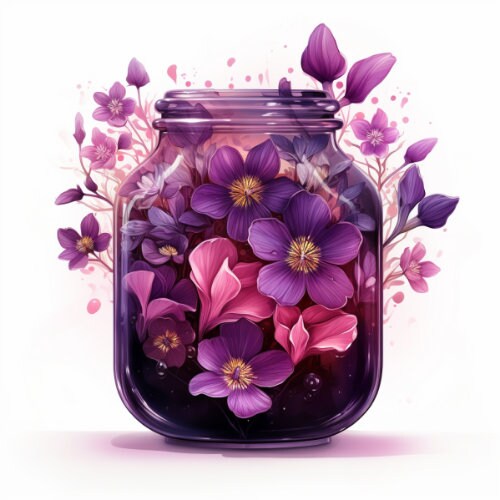 Flower Mason Jar Clipart, 8 Flower PNG, Rose PNG, Colorful Flowers ...