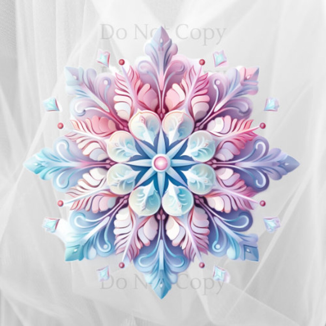 Pastel Snowflake Clipart, 10 High Quality PNG, Digital Download, PNG ...