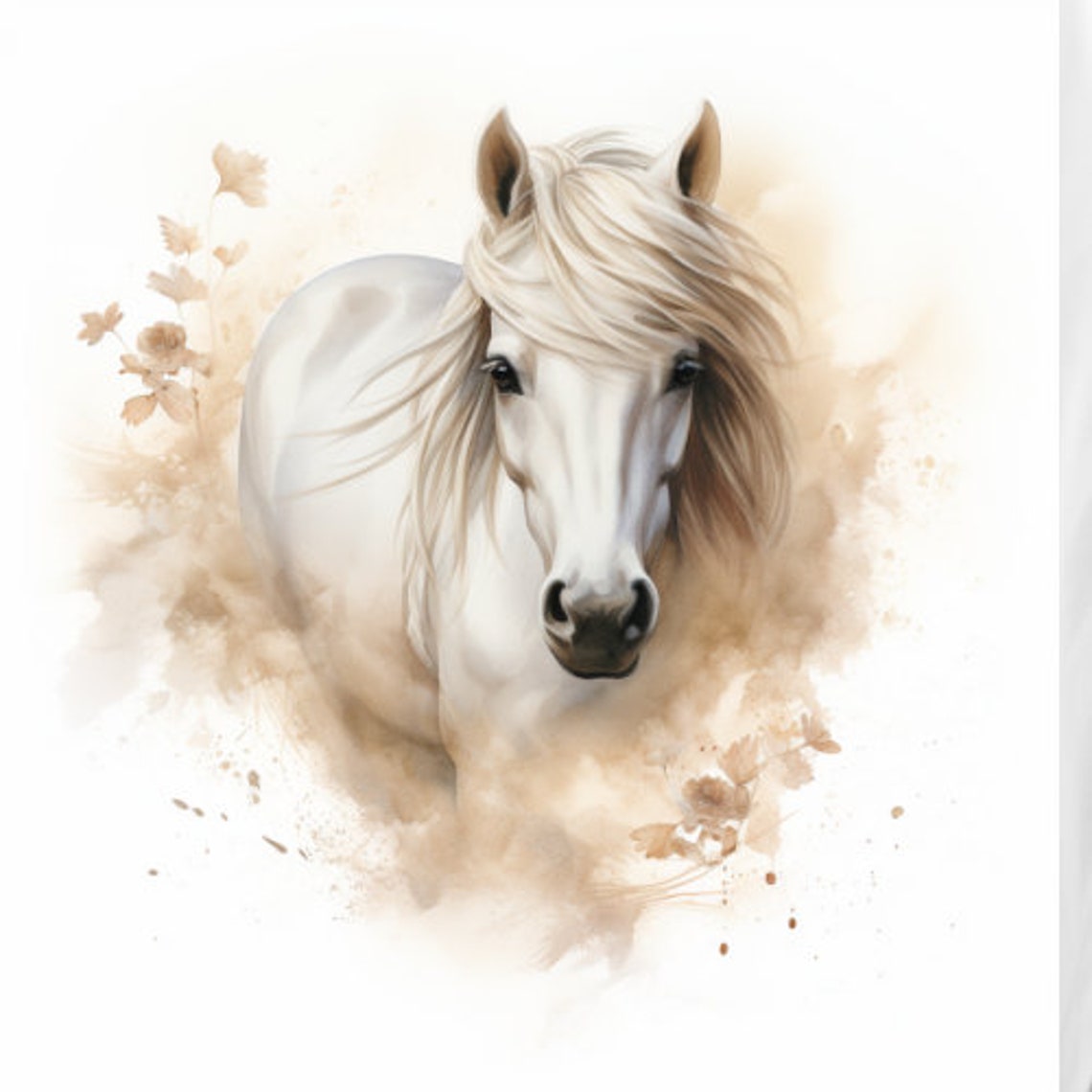 White Watercolor Horse PNG, 12 Horse PNG Set, Horse Clipart, Ranch ...