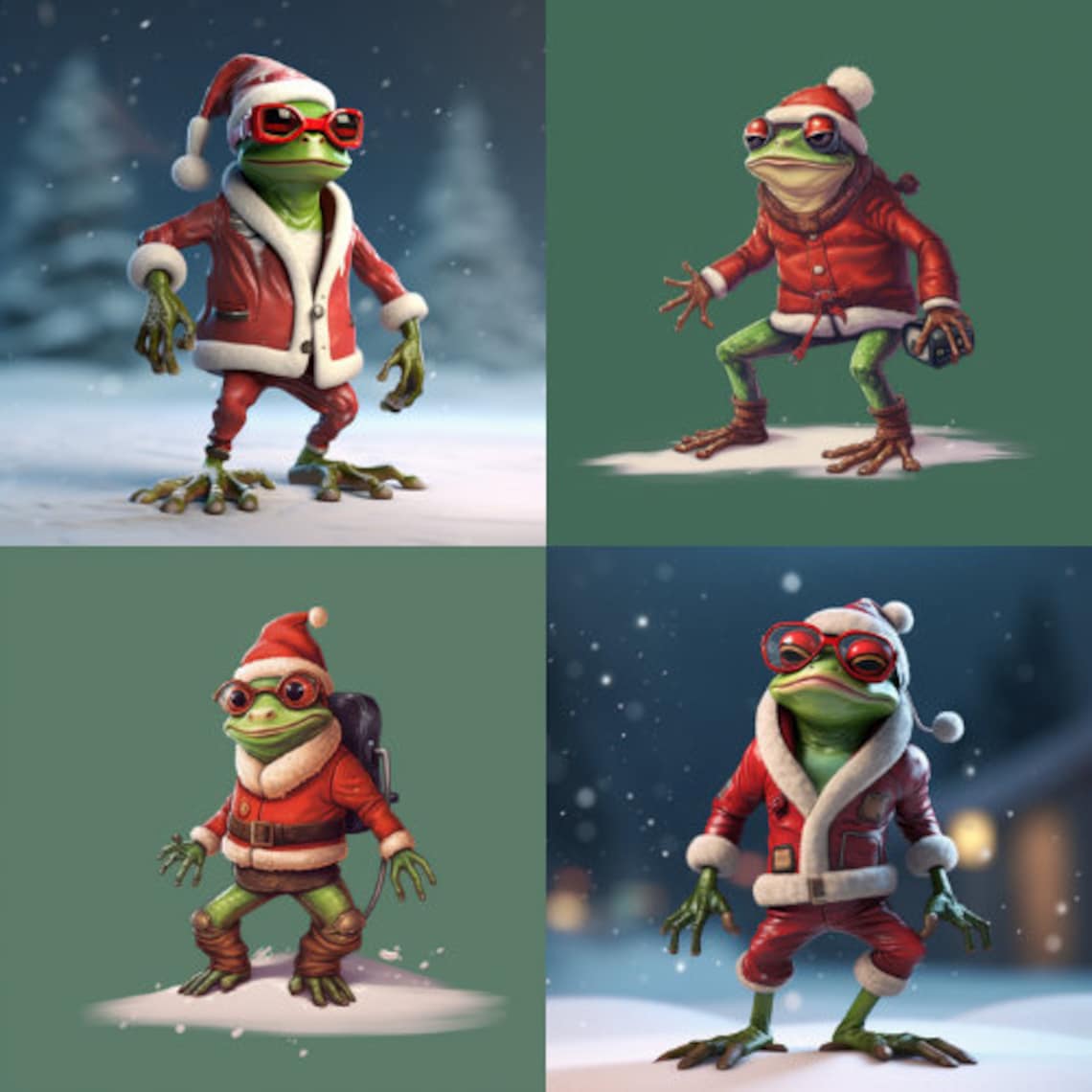 Frog Santa Clipart, 9 High Quality PNG, Digital Download, Card Making ...