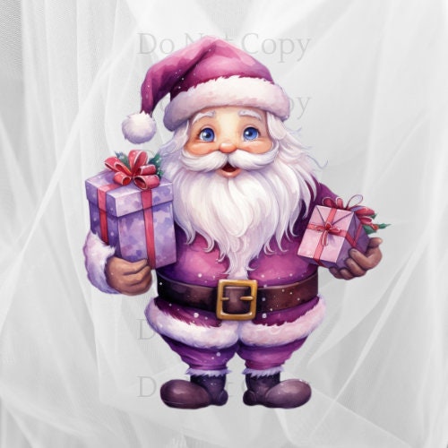 Purple Santa Clipart, 11 High Quality PNG, Digital Download, Card ...