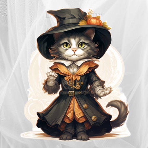 Cat Pilgrim Thanksgiving Clipart - 12 High Quality PNG - Digital ...