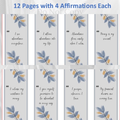Manifesting Wealth Affirmation Bookmarks, 48 Financial Affirmations ...