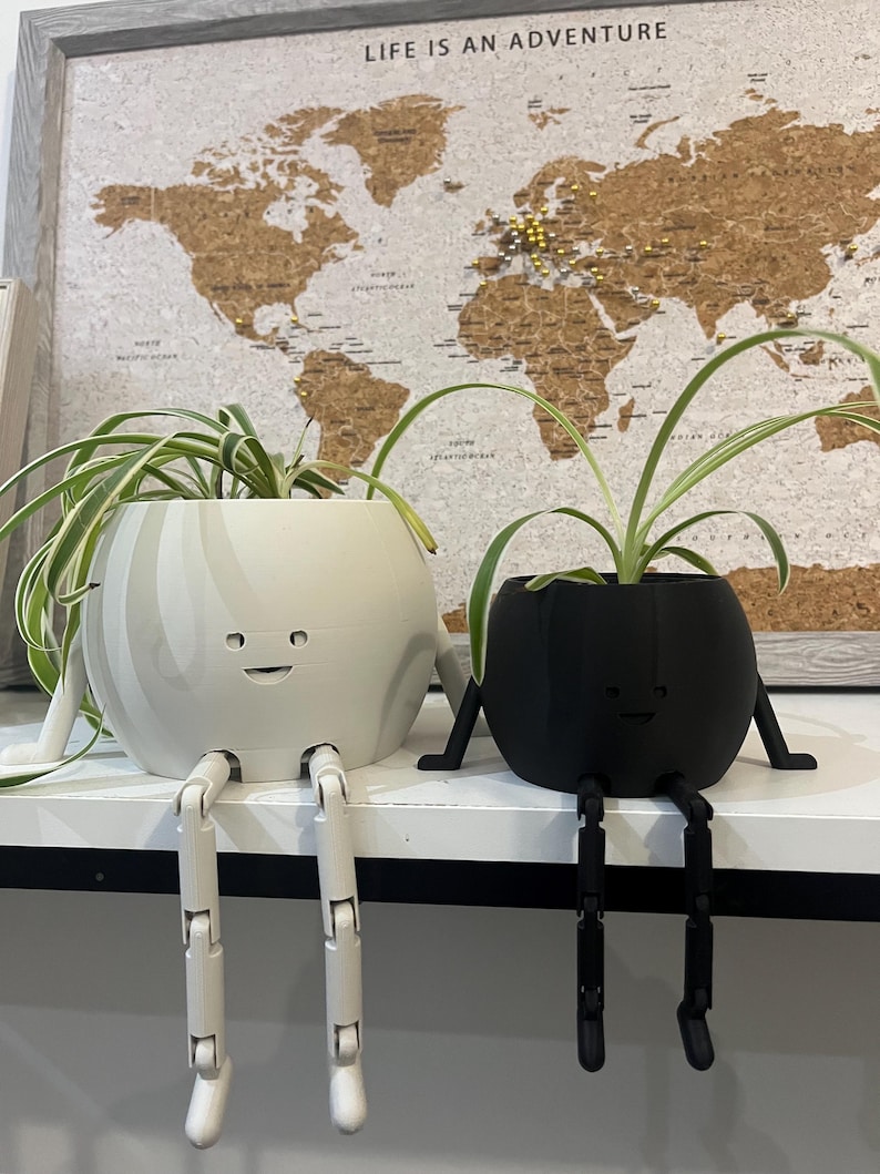 Smiley Face Plant Pot With Articulated Legs - 3D Printed - Etsy