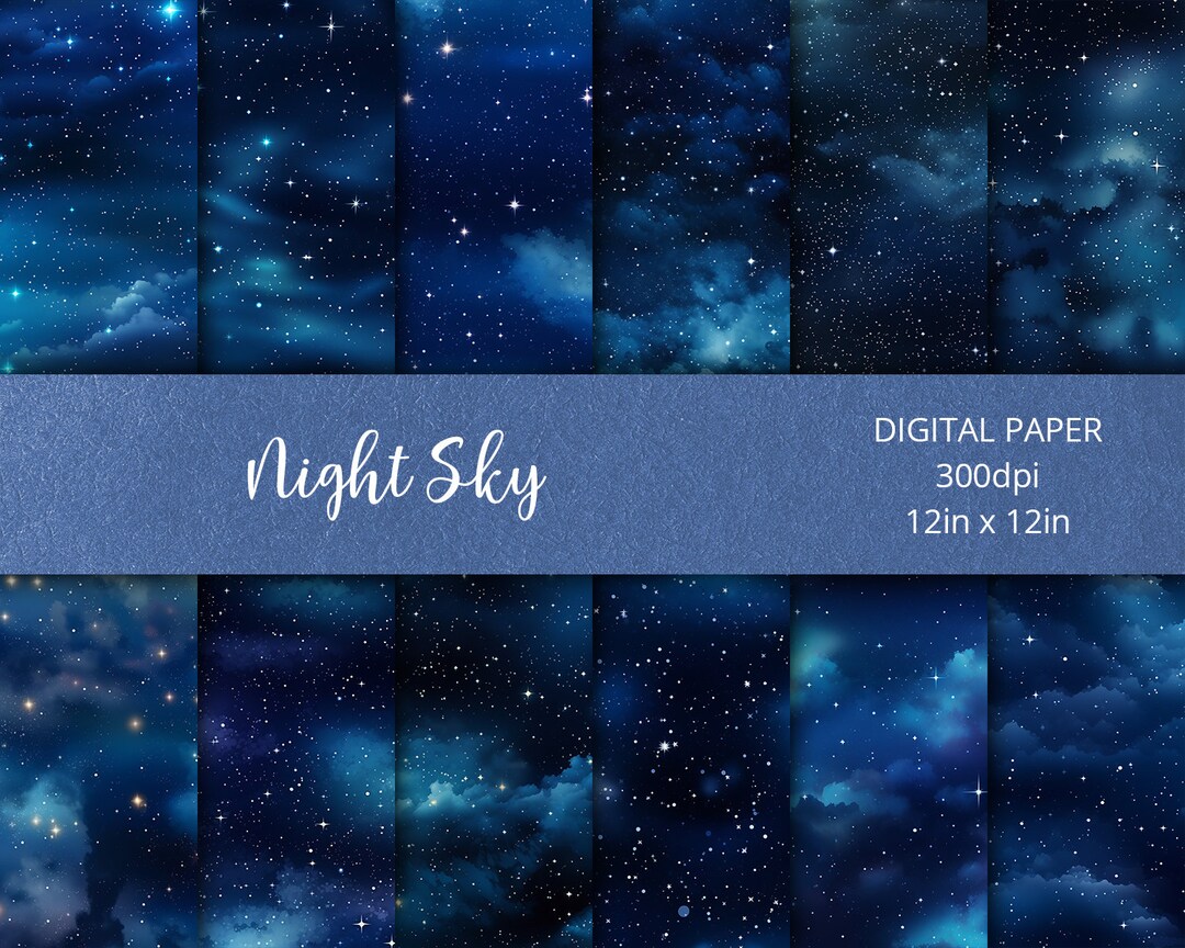 Night Sky Texture Background, Galaxy Scrapbook Paper, Starry Night ...