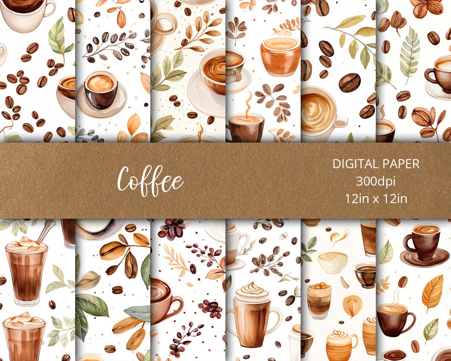 Coffee Seamless Digital Paper, Coffee Printable Paper, 12x12 Paper ...