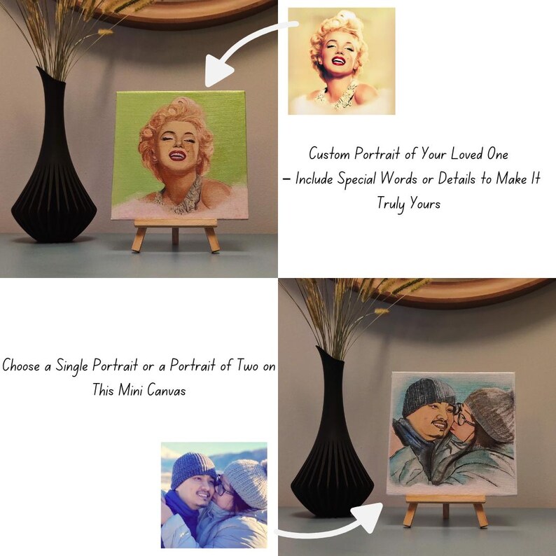 Custom Hand-painted Portraits on Mini Canvas of Pets, People, Homes, or ...