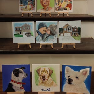 Custom Hand-painted Portraits on Mini Canvas of Pets, People, Homes, or ...