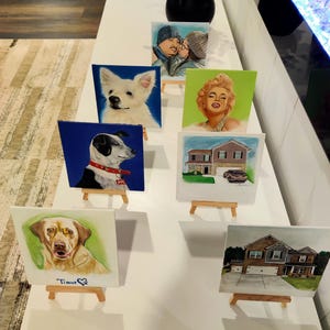 Custom Hand-painted Portraits on Mini Canvas of Pets, People, Homes, or ...
