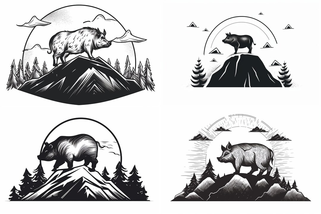 Boar Hog Pig Hunting Clip Art Bundle - Etsy