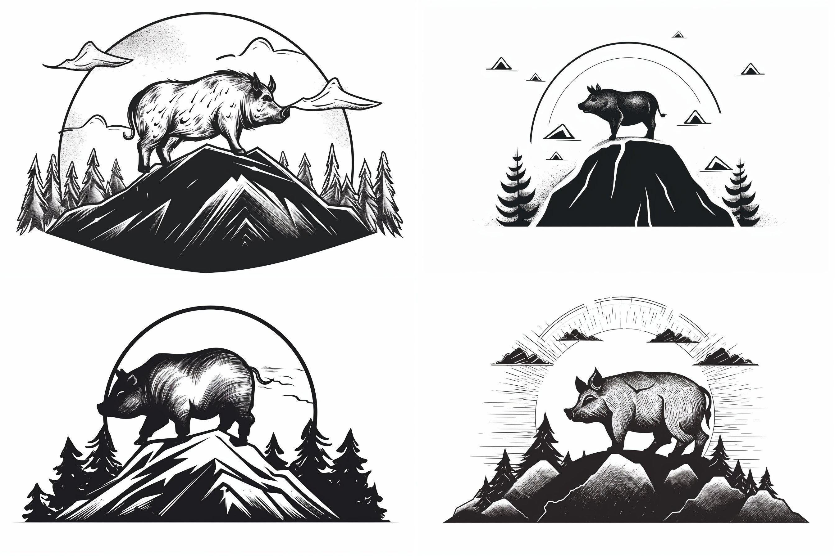 Boar Hog Pig Hunting Clip Art Bundle - Etsy