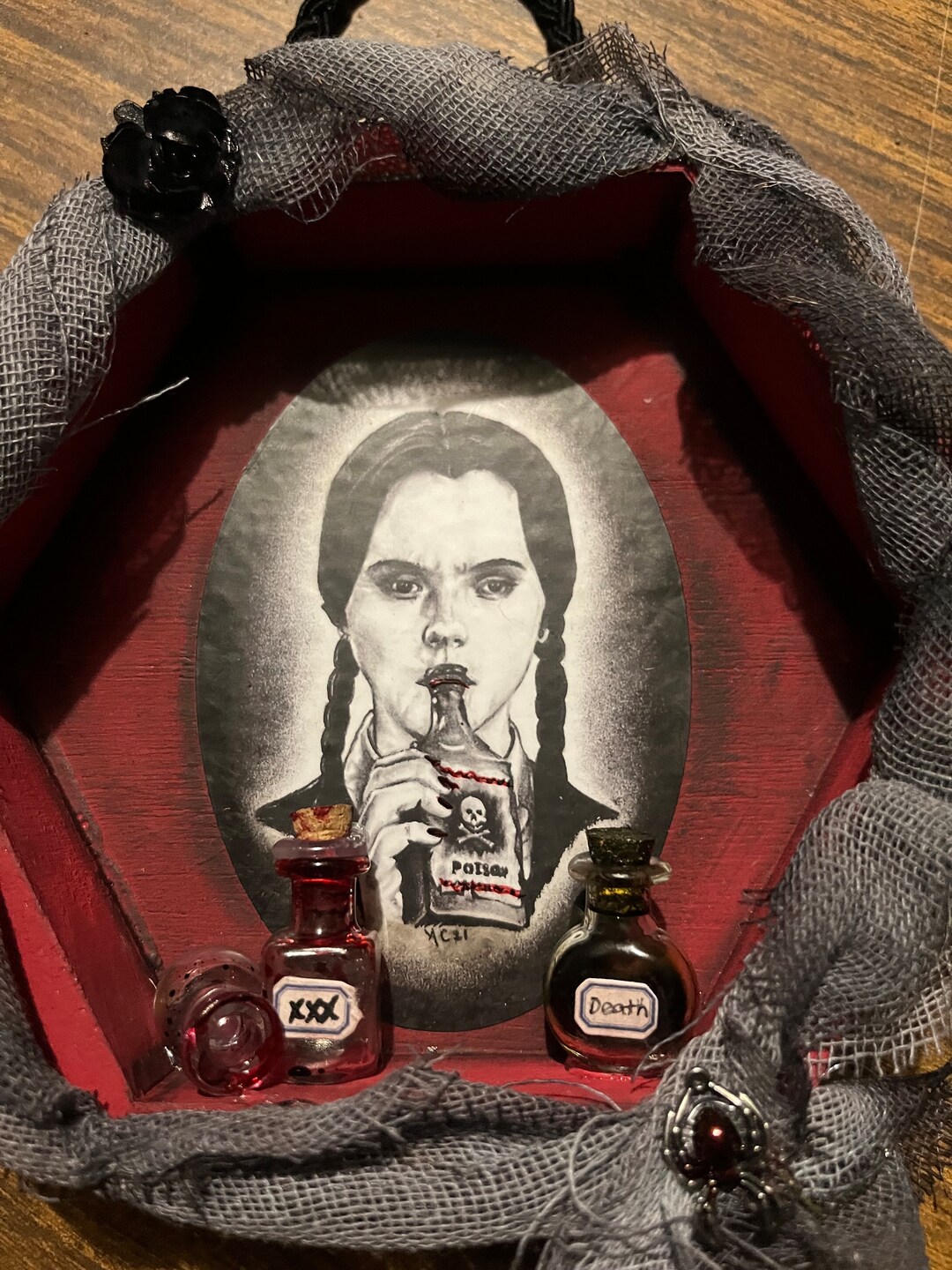 Wednesday Addams Wall Art, Gothic Decor, Miniature Potion, Halloween ...