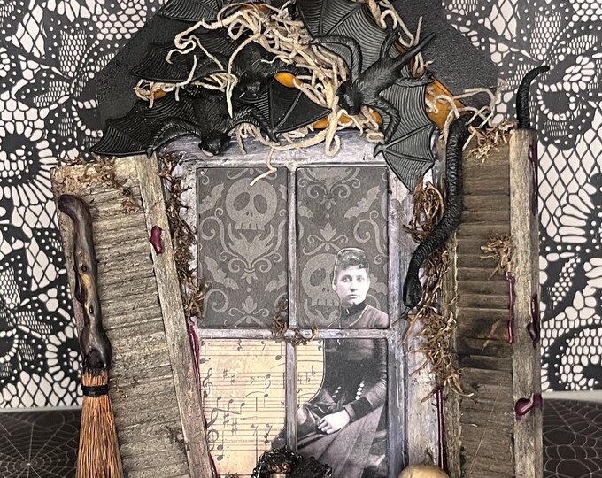 Halloween Diorama, Lady in the Window, Spooky Photo, Mixed Media Art ...