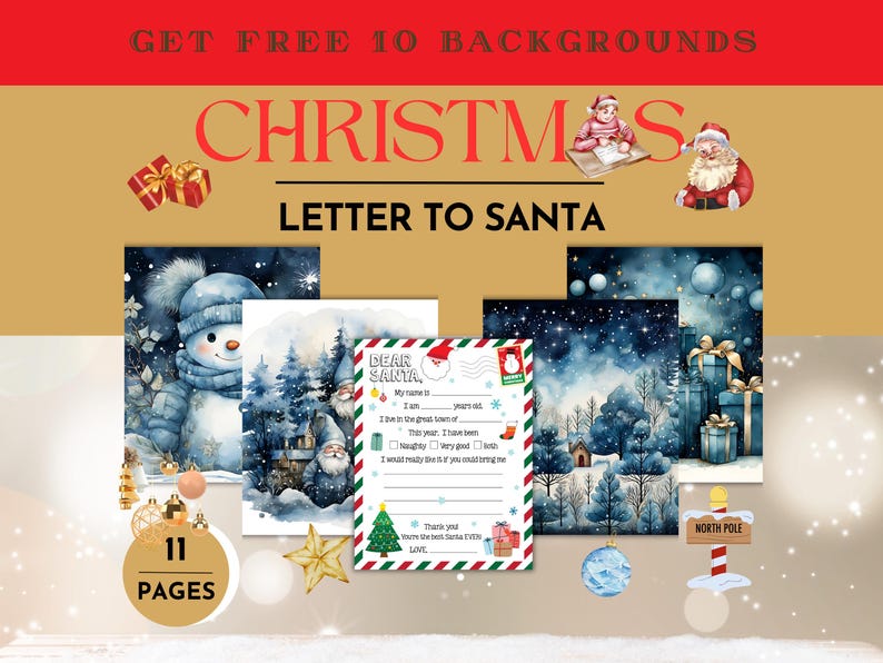 Dear Santa Letter Template | Christmas Wish List Printable | Kids ...