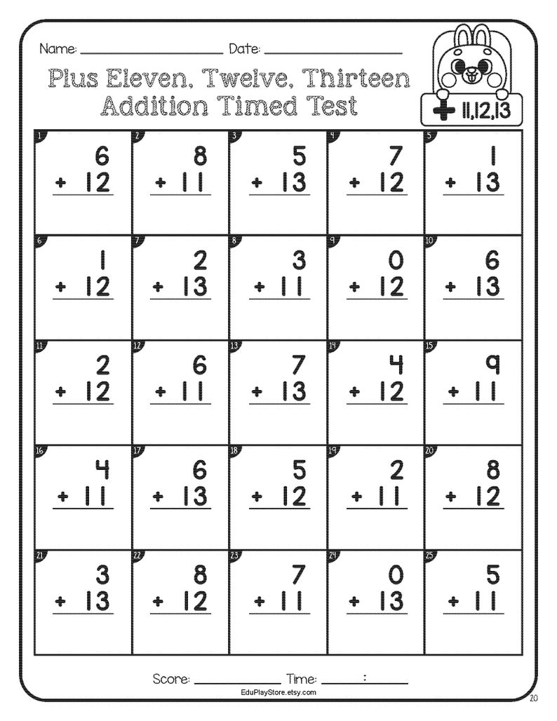 Addition and Subtraction Timed Tests | Printable Math Worksheets | 80 ...