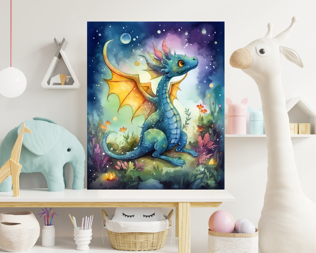 Cute Baby Dragon Poster | Digital Wall Art for Kids Room & Nursery - Etsy