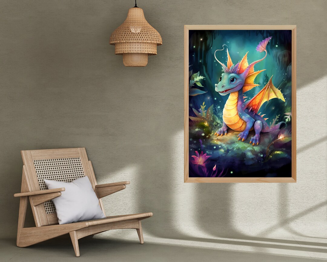 Cute Baby Dragon Poster | Digital Wall Art for Kids Room & Nursery - Etsy