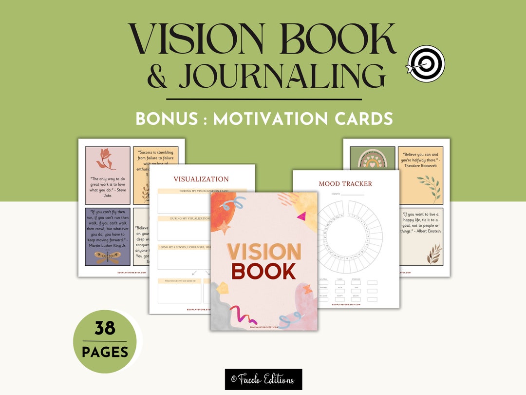 Vision Board Journal | Printable Goal Planner & Manifestation Guide ...