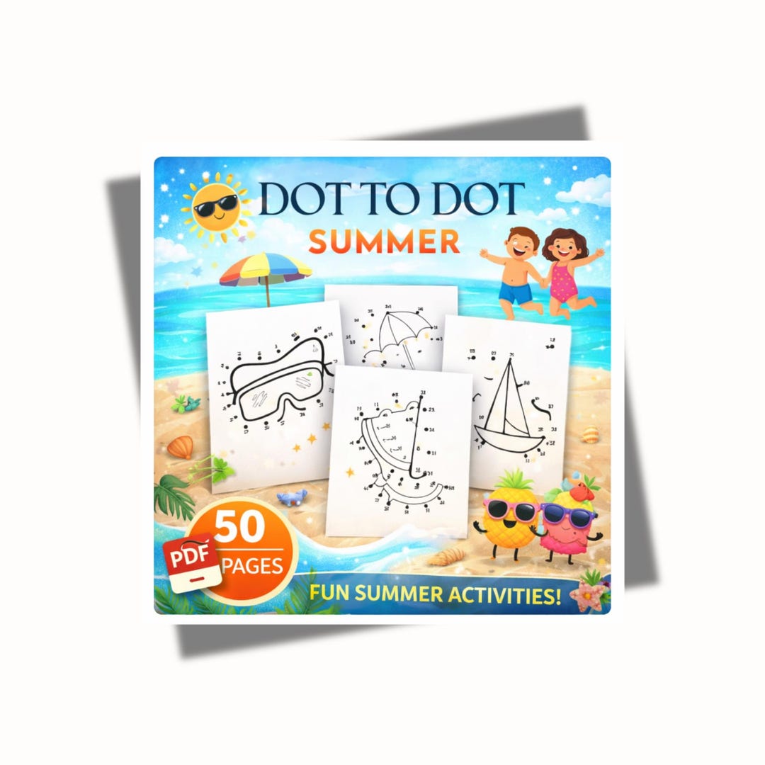 Summer Dot to Dot Coloring | Printable Connect the Dots PDF | 50 Pages ...