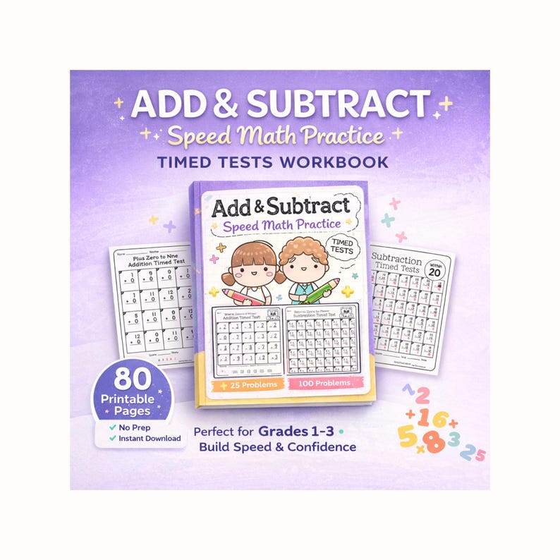 Addition and Subtraction Timed Tests | Printable Math Worksheets | 80 ...
