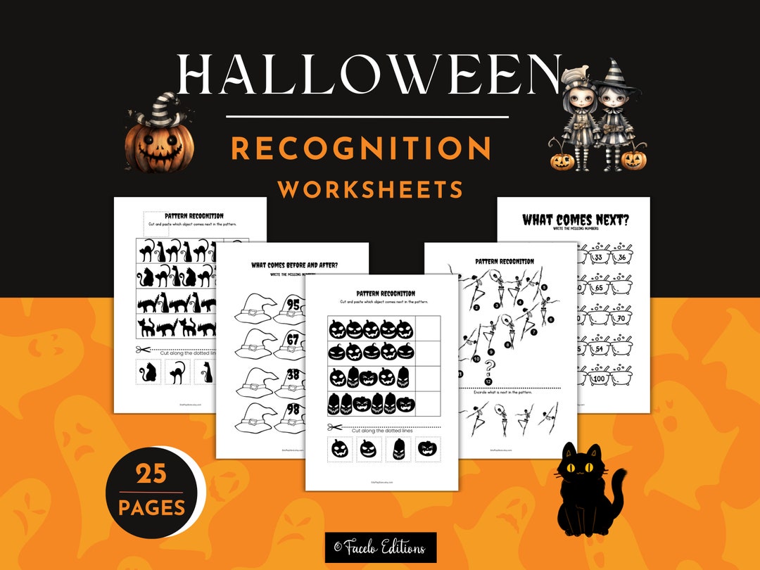 Halloween Pattern Worksheets | Kindergarten to 2nd Grade | Printable ...
