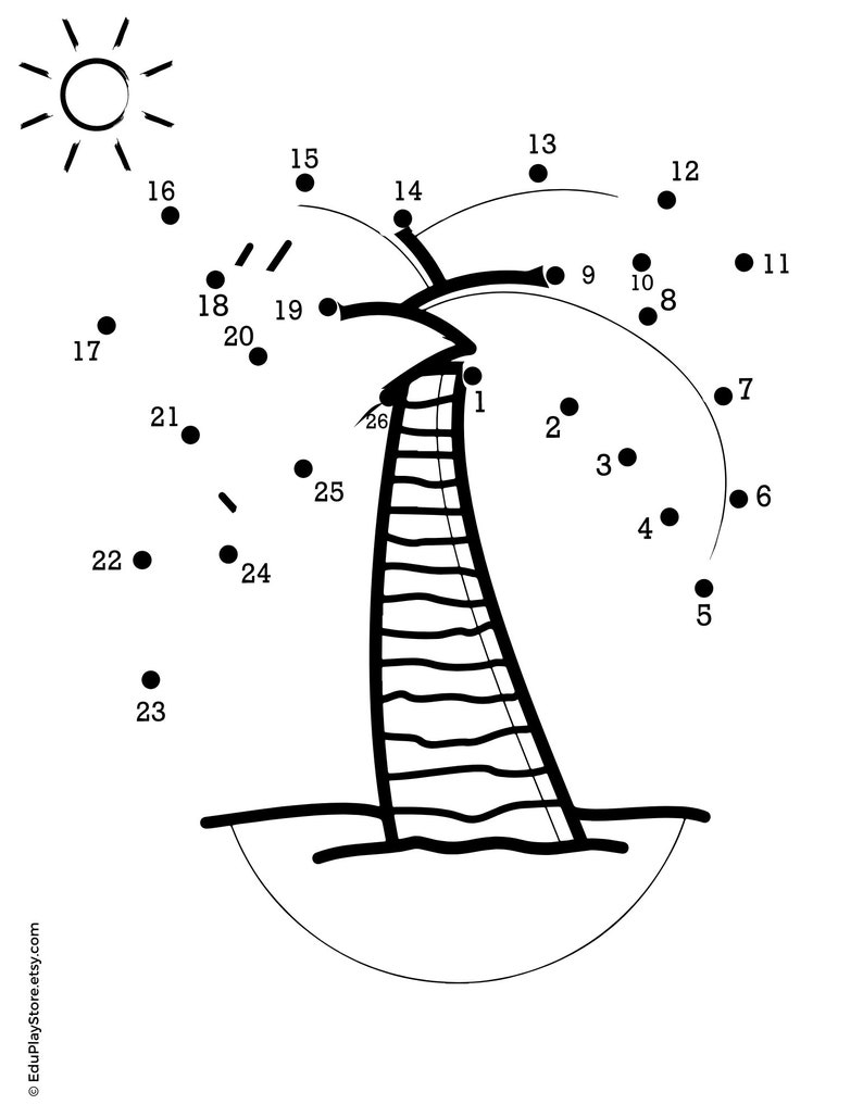 Summer Dot to Dot Coloring | Printable Connect the Dots PDF | 50 Pages ...