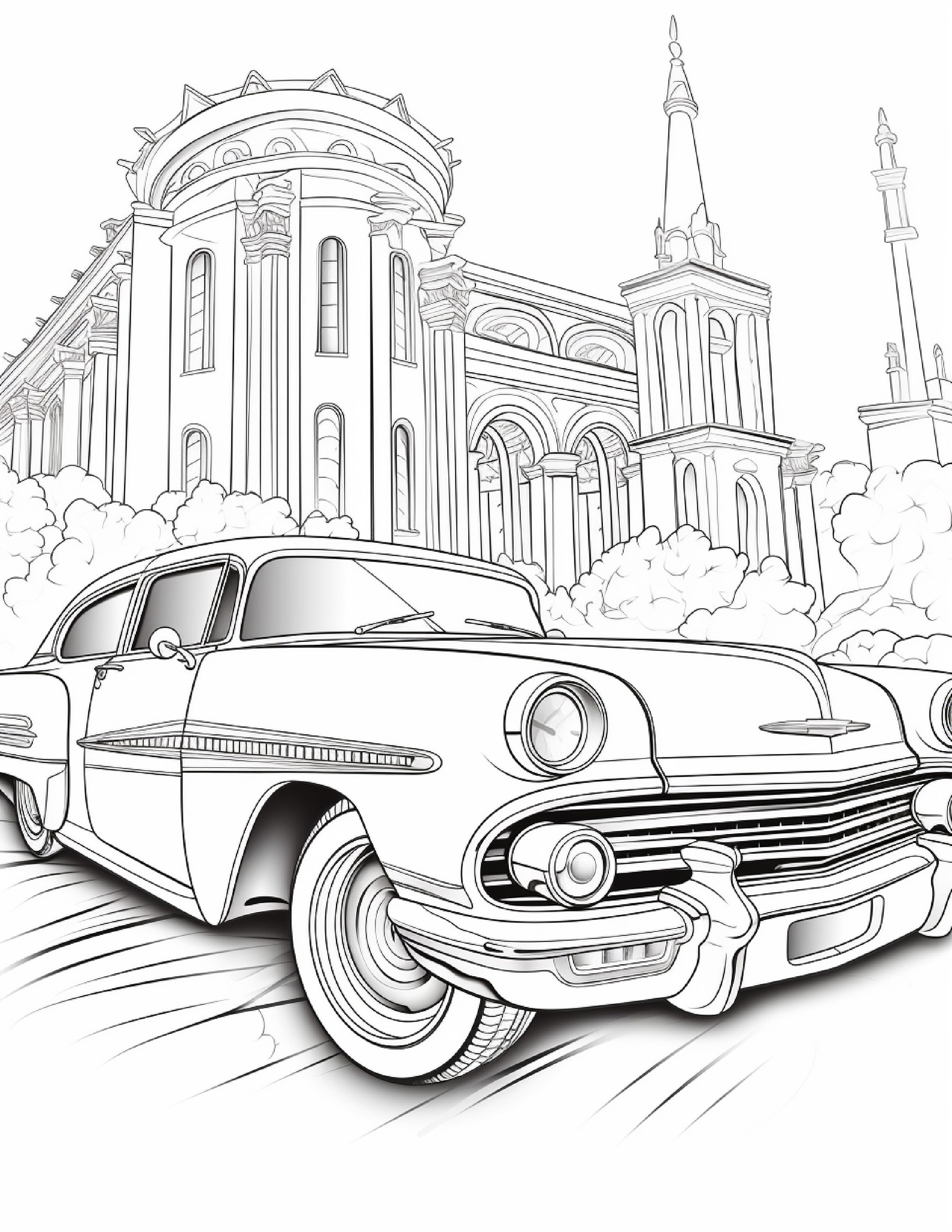 Classic Cars Coloring Book | Vintage Car Coloring Pages | Digital ...