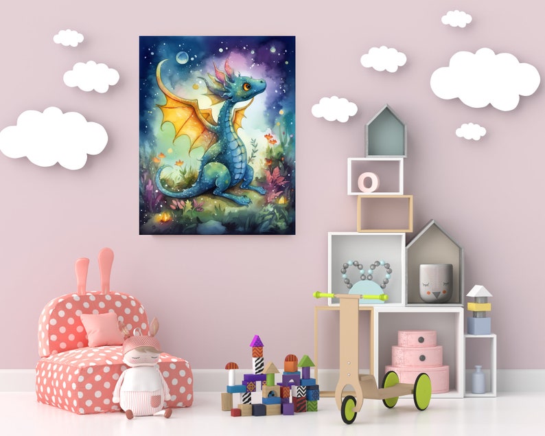 Cute Baby Dragon Poster | Digital Wall Art for Kids Room & Nursery - Etsy