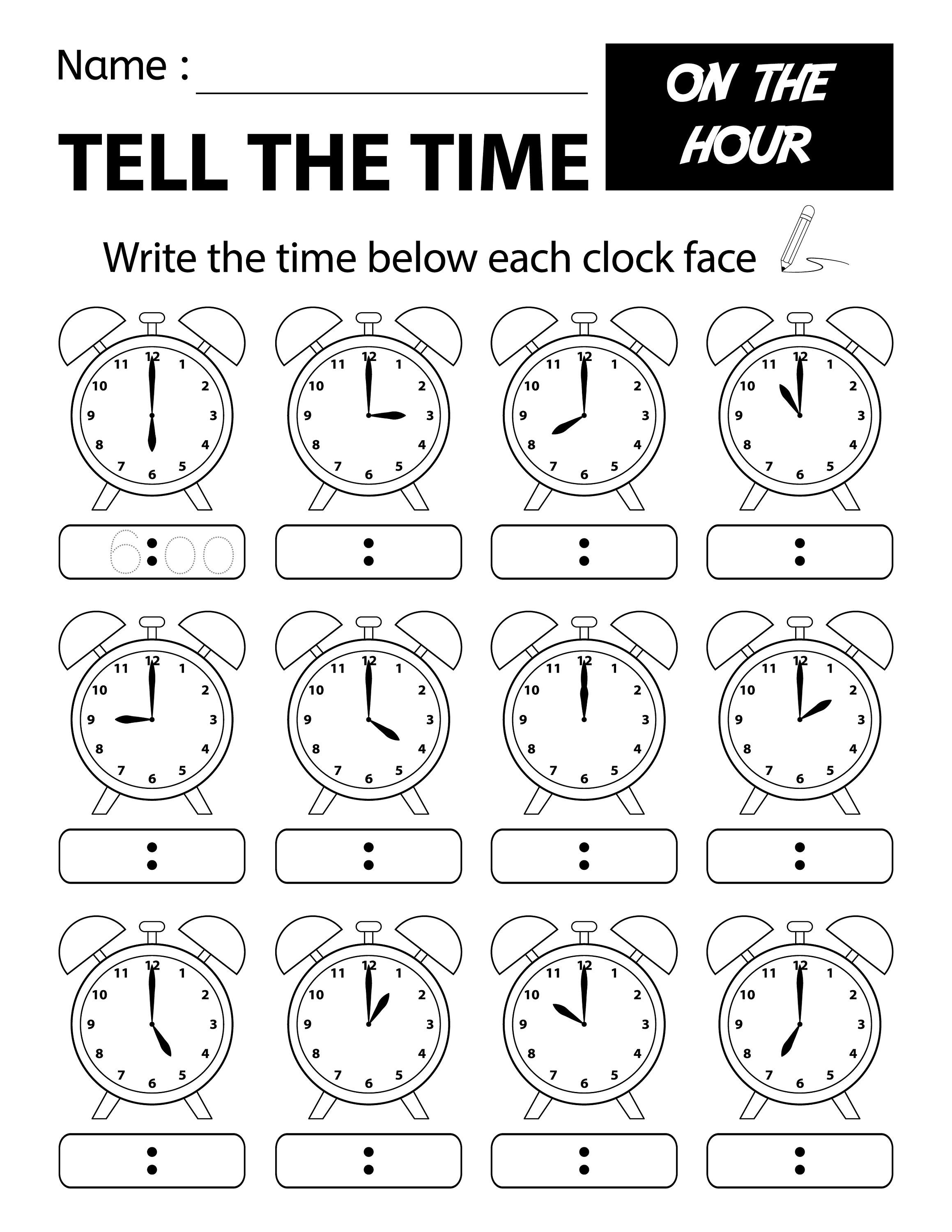 Telling Time Worksheets and Learning Clocks | Printable PDF & JPG - Etsy