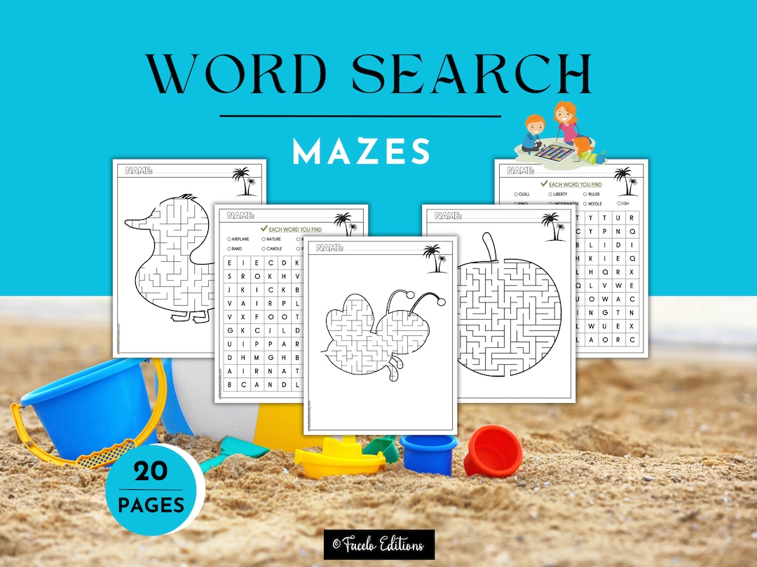 Summer Word Search and Mazes for Kids | Printable Games & Puzzles | 40 ...