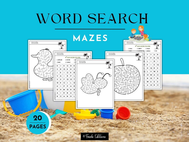 Summer Word Search and Mazes for Kids | Printable Games & Puzzles | 40 ...