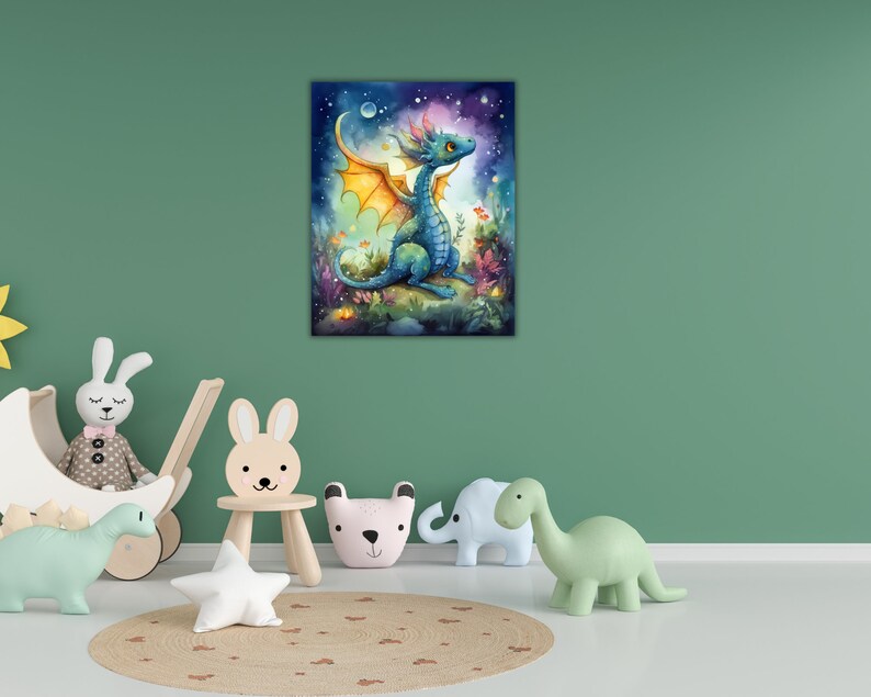 Cute Baby Dragon Poster | Digital Wall Art for Kids Room & Nursery - Etsy