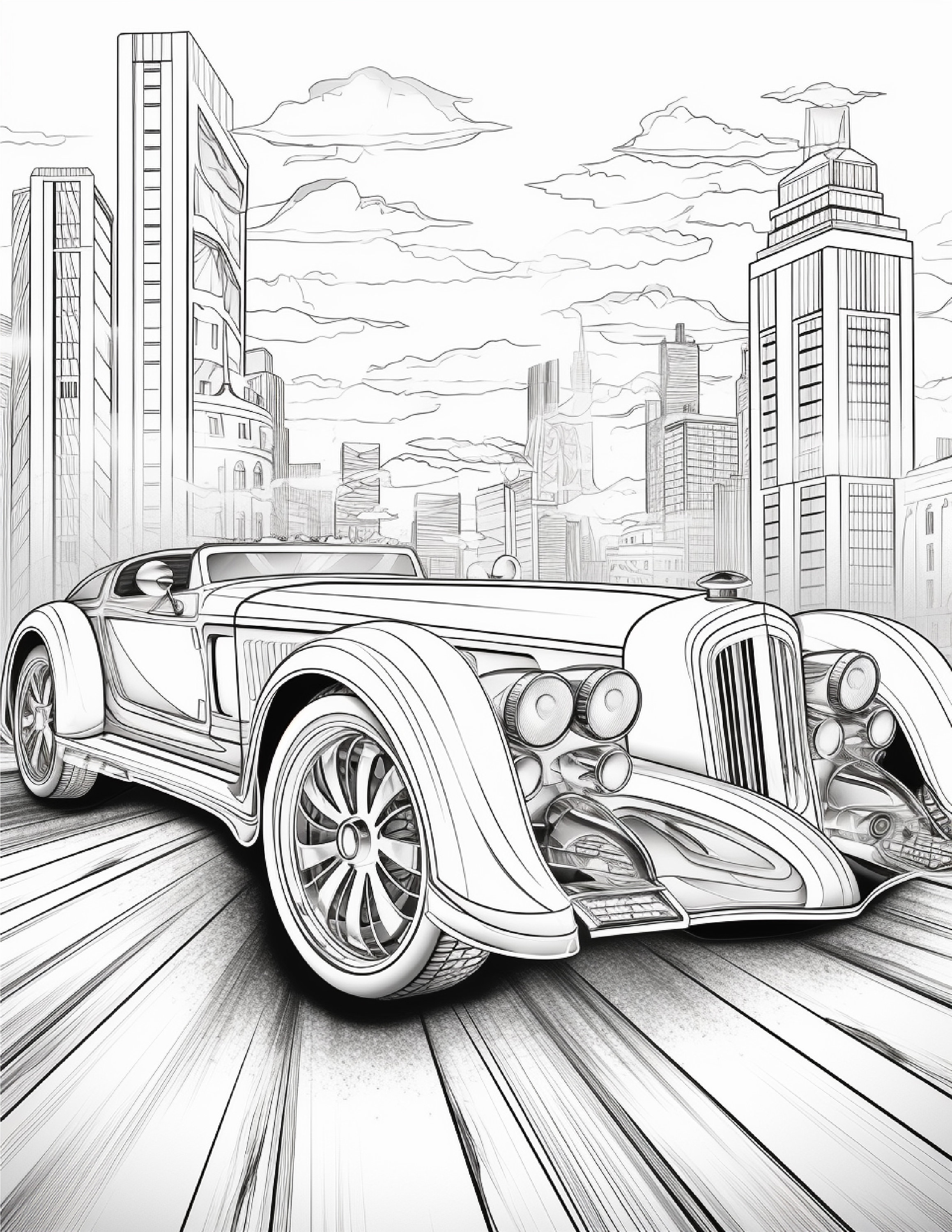 Classic Cars Coloring Book | Vintage Car Coloring Pages | Digital ...