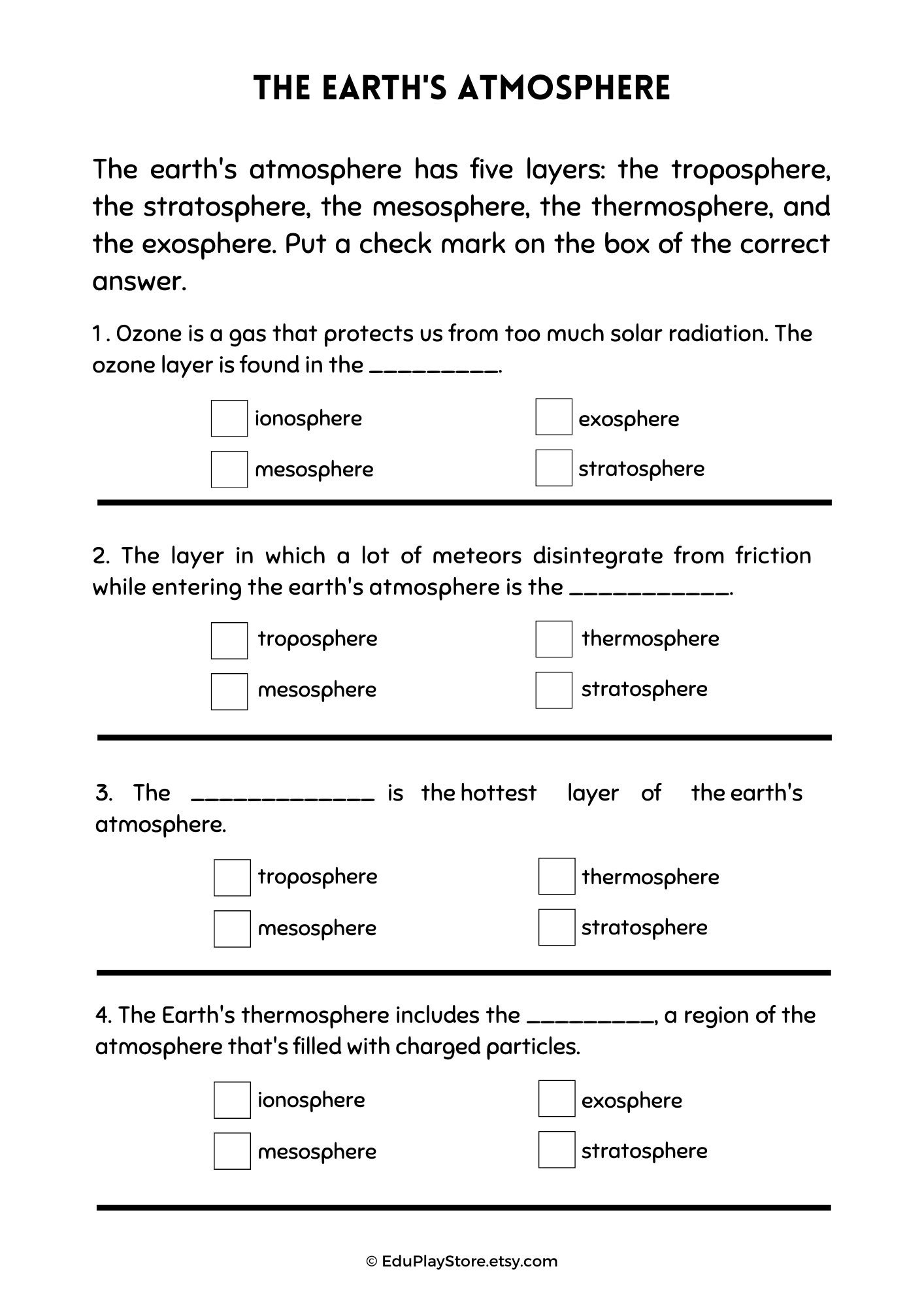 Earth Science Worksheets | 3rd & 4th Grade | A4 PDF Printable - Etsy